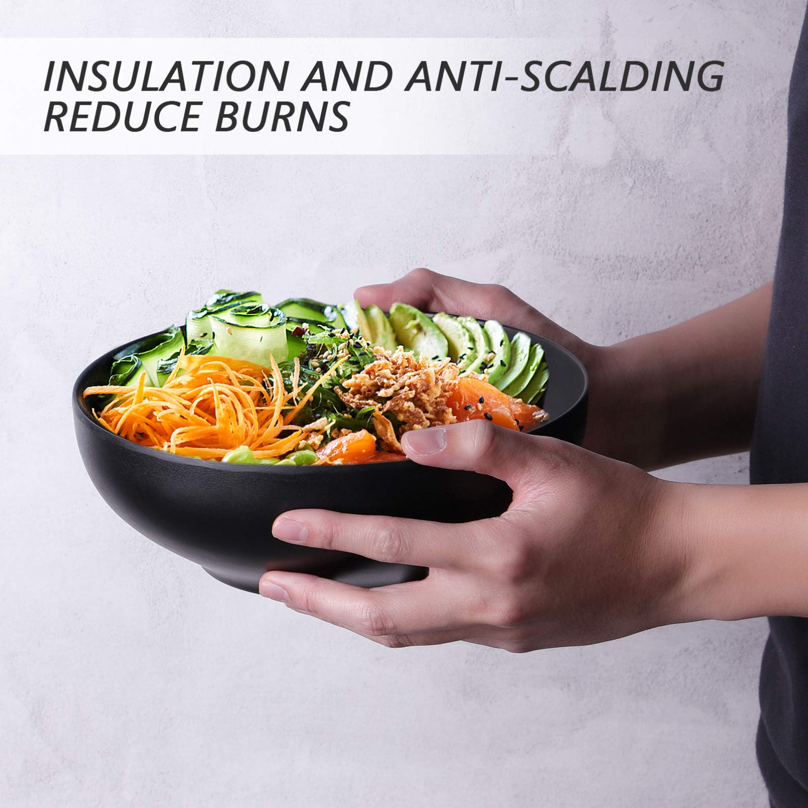 Cabilock Bowl for Restaurant 1PCS Japanese Style Ramen Bowls A5 Melamine Noodle Soup Bowl Pasta Serving Salad Bowl for Rice Soup Noodle Udon 21. 5cm Noddle Holding Bowl