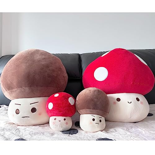 Hofun4U Mushroom Plush Toy, 9 inch Mushroom Shaped Plush Pillow, Smile Mushroom Stuffed Plush, Sofa Car Bed Office Home Decor Kids Adults Birthday Gift (RED)