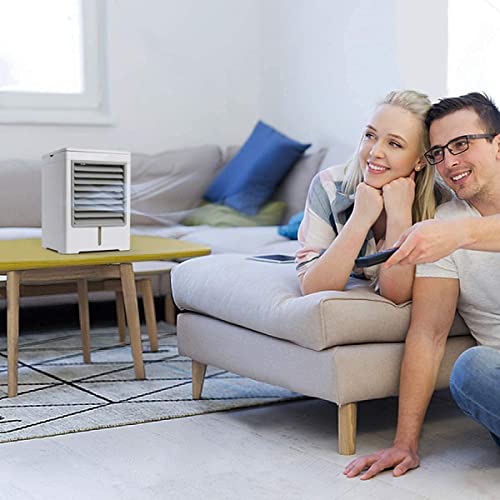 Vivibyan Personal Air Cooler, Portable Evaporative Conditioner with 3 Wind Speeds Touch Screen Small Desktop Cooling Fan, Mini Fan for Home, Bedroom Room, Office, Dorm, Car, Camping Tent, NEW WHITE