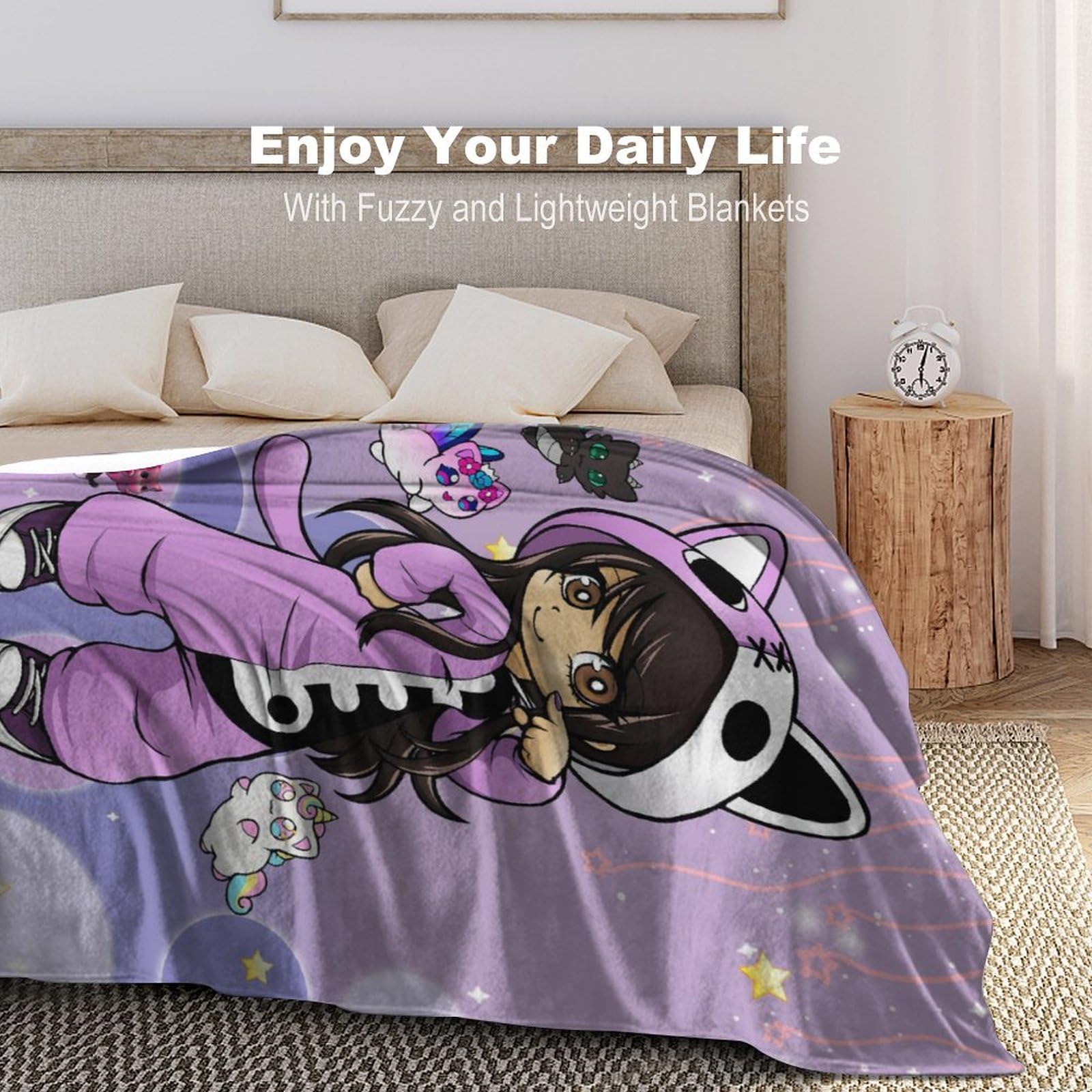 Cute Cartoon Flannel Lightweight Throw Blanket Gifts for Girls Super Soft Warm Cozy Blankets Decor Bedding Room, Couch, Sofa 60"x50"