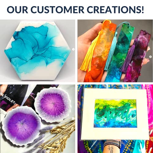 Piccassio Alcohol Ink Set - 20 Vibrant Alcohol Inks - Acid-Free,Fast-Drying and Permanent Inks-Versatile Alcohol Ink for Epoxy Resin, Fluid Art Painting,Tumblers,Ceramic,Glass,Metal and more - 20x10ml