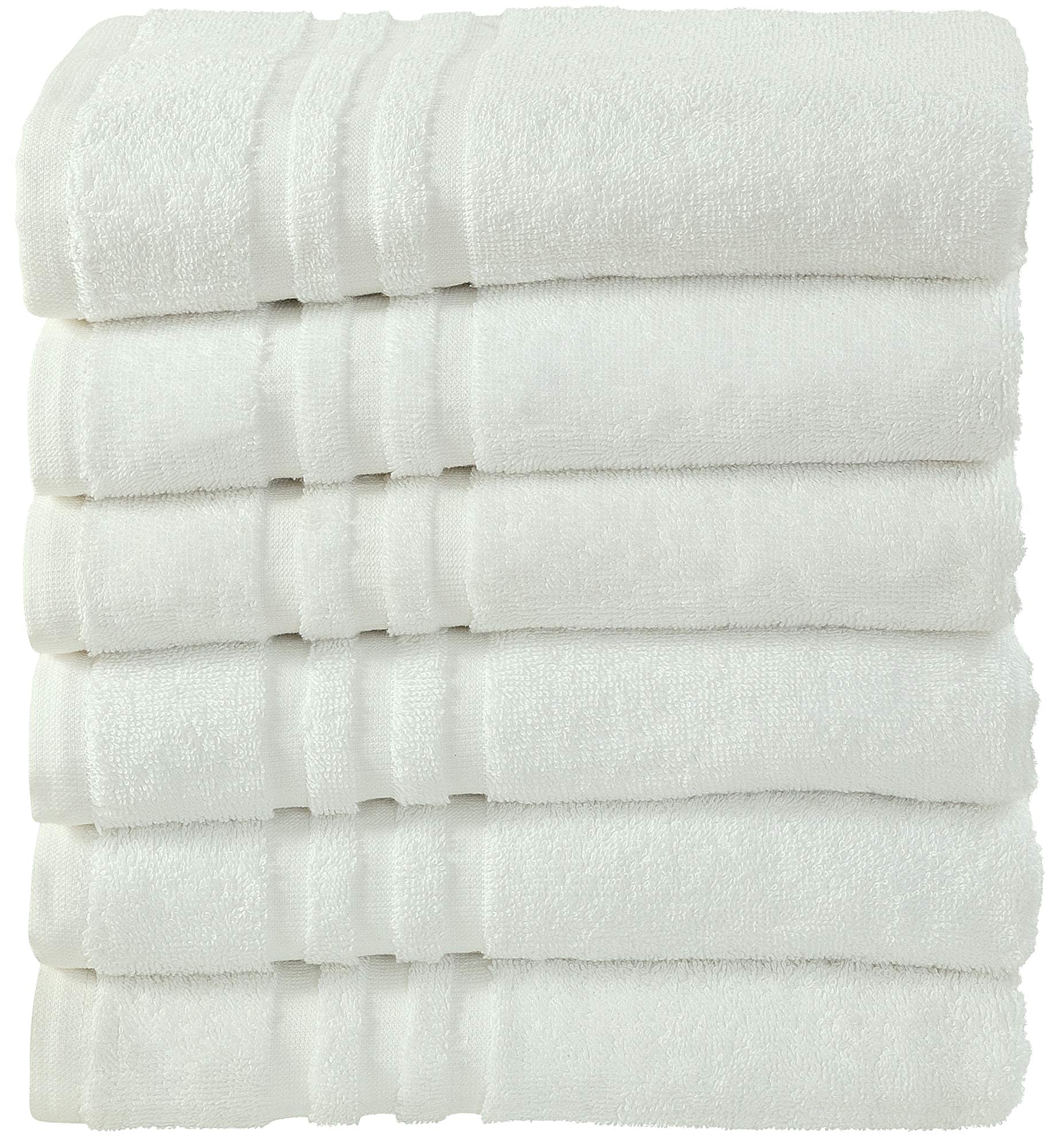 Bliss Casa Small Cotton Towels 20x40 Inch (6 Pack) Multipurpose Light-Weight & Absorbent Quick Drying Towels Set for Hand, Gym, Pool, Spa, Hotel and Salon (White)