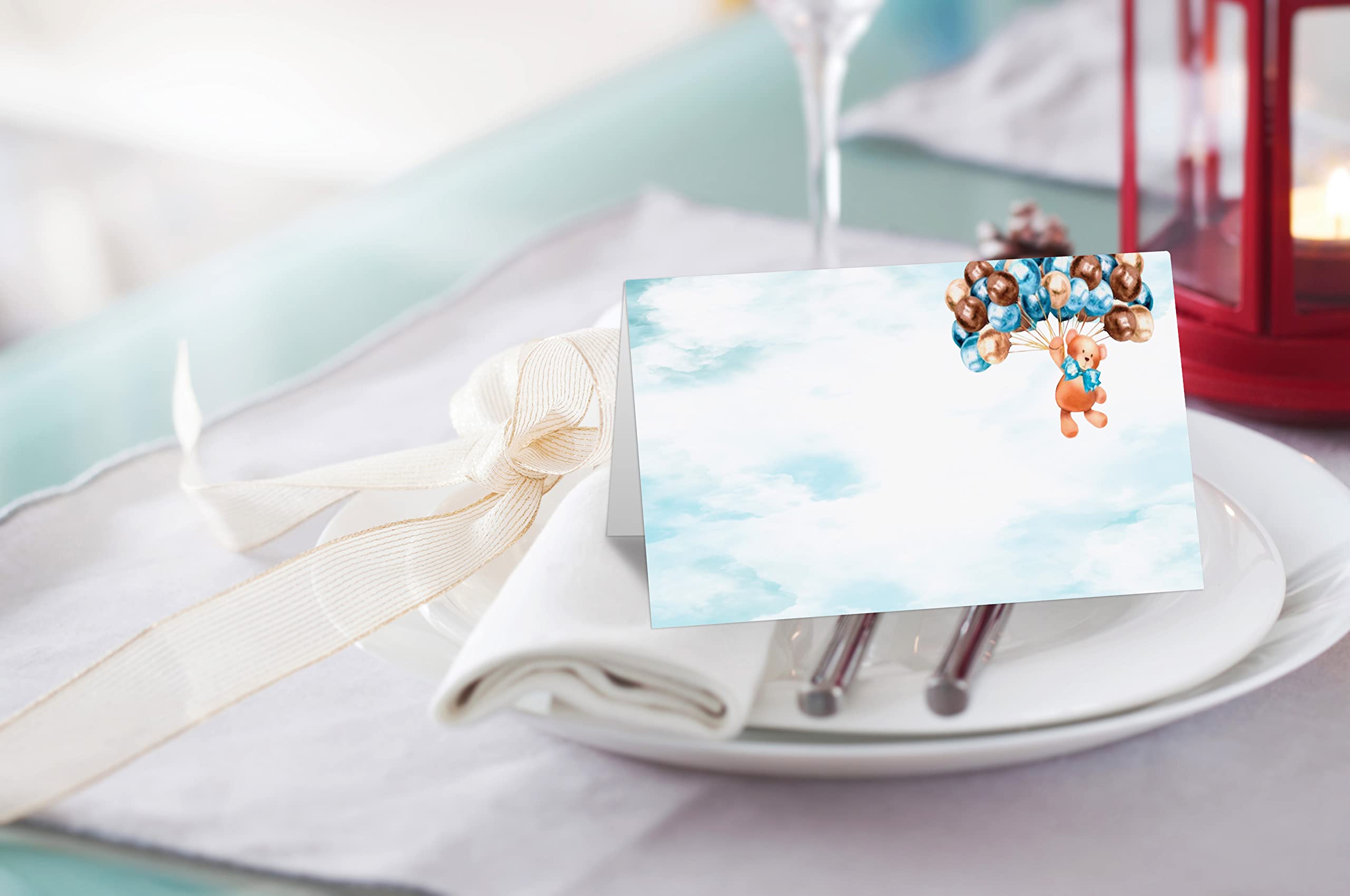 Shower Bear Place Cards Tent Style Cards β 25 Cards per Pack Shower Bear Party Supplies Decorations (TAIKA-009)