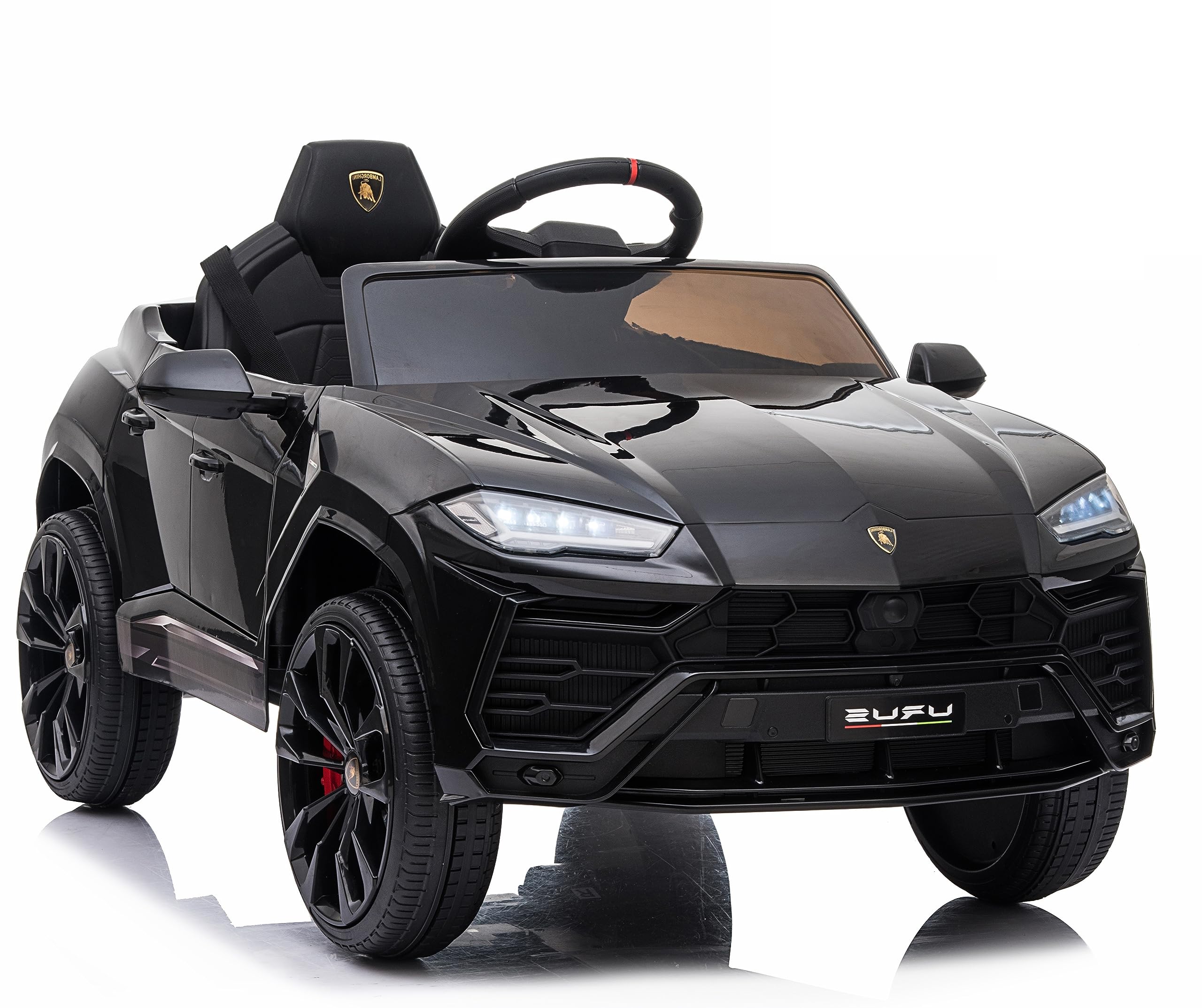 Rock Wheels Licensed Lamborghini Urus Ride On Truck Car Toy, 12V Battery Powered Electric 4 Wheels Kids Toys w/Parent Remote Control, Foot Pedal, Music, Aux, LED Headlights, 2 Speeds (Yellow)