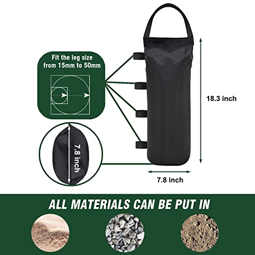 Eurmax USA Weight Capacity 112 LBS Extra Large Pop up Gazebos Weights Sand Bags for Ez Pop up Canopy Tent Outdoor Instant Canopies, 4-Pack,Black (Without Sand) Dark Black