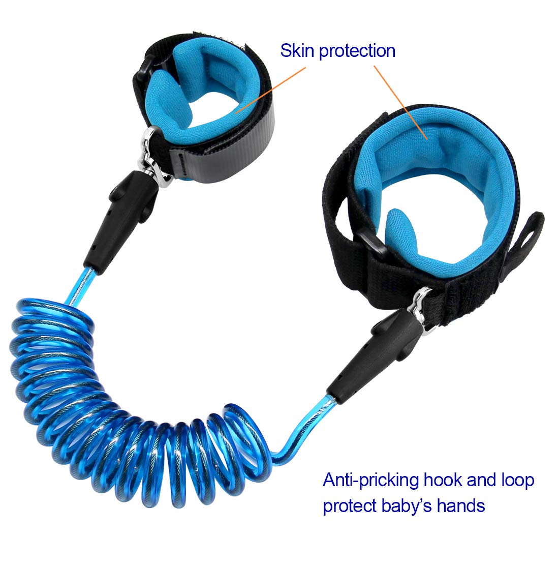 Blisstime Anti Lost Wrist Link Safety Wrist Link for Toddlers, Babies & Kids,Pack of 2 Rose Red 4.9ft and Blue 8.2 ft