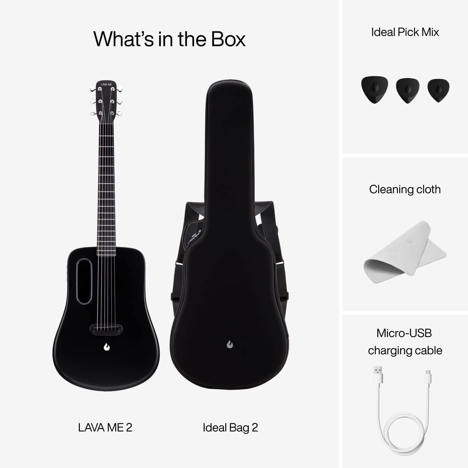 LAVA ME 2 Acoustic-Electric Carbon Fiber Guitar w/Effects, Super AirSonic 36'' Black