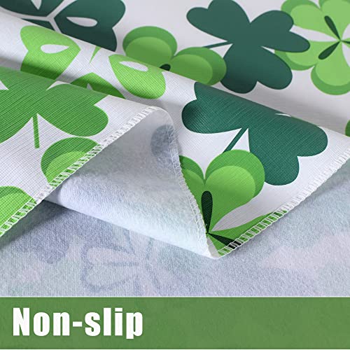 Fitable St Patrick’s Day Rectangle Tablecloth - 60x84 Inch Waterproof Green/White Shamrock Table Cloth Vinyl Wipe Clean Clover Table Cover for Dining Room, Kitchen, Indoor/Outdoor Party Table Decor