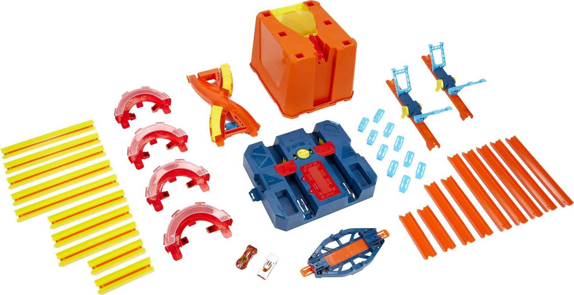 Hot Wheels Track Builder Unlimited Power Boost Box Compatible id Four Plus Builds 20 feet of Track Gift idea for Kids 6 7 8 9 10 and Older