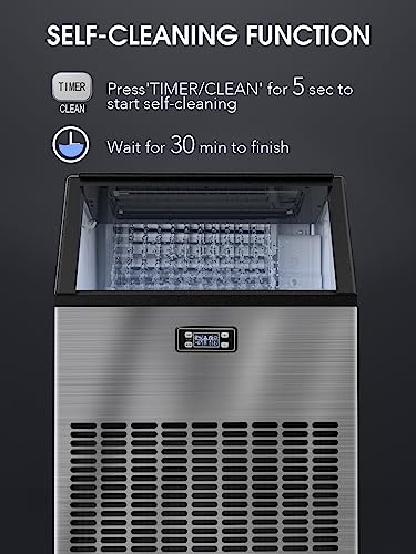 Joy Pebble Commercial Ice Machine,265 lbs/24H/11,500pcs,120pcs/Cycle,Ice Size Control,24H Timer,Ice Maker Machine Under Counter for Restaurant/Bar/Office/Home/Party