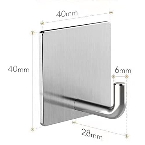 Multifunctional Hook Kitchen Hook Adhesive Hooks Duty Stick on Wall Hooks Towel Hooks Door Hooks Waterproof Stainless Steel Adhesive Holders Bathroom Adhesive Hook (Silver-4pack)