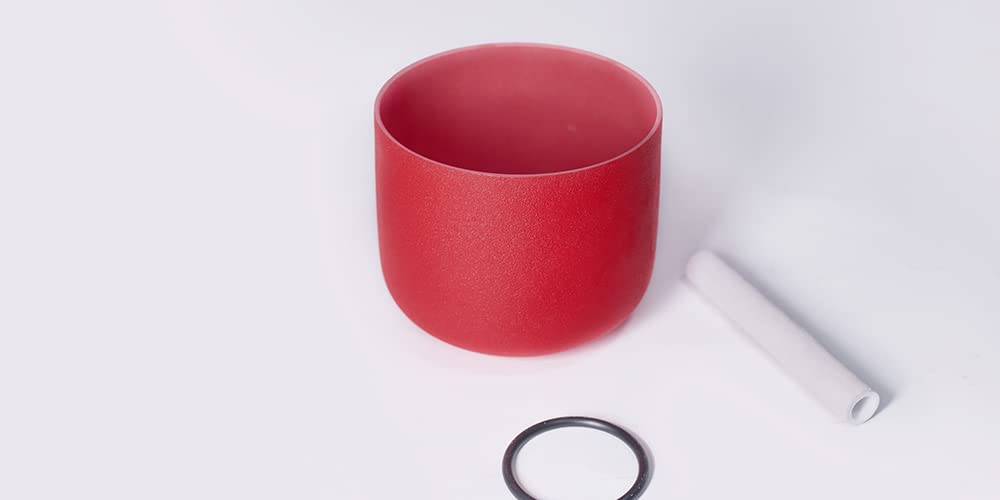 Red C Note Crystal Singing Bowl 8 Inch Root Chakra singing bowl with Free O-Ring Glue Hammer or Plastic rod wrapped in Sheepskin included For Promotes Peace Chakra Healing and Mindfulness