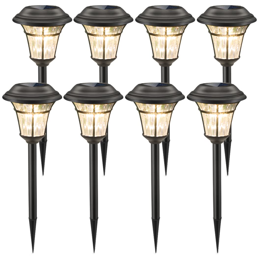 MAGGIFT 8 Pack Solar Ground Lights Outdoor, Disk Light 8 LED Cool White + 4 LED Blue, Waterproof Solar Powered Lights, In-Ground Walkway Deck for Pathway Driveway Landscape Garden Patio, Lawn, Yard