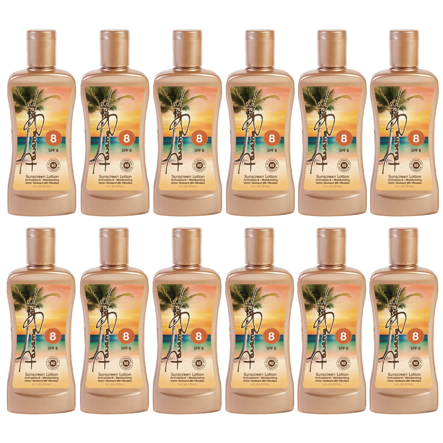 Panama Jack Sunscreen Tanning Lotion - SPF 8, PABA, Paraben, Gluten & Cruelty Free, Antioxidant Moisturizing Formula, Water Resistant (80 Minutes), 6 FL OZ