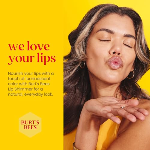 Burt's Bees Shimmer Lip Tint Set, Tinted Lip Balm Stick, Moisturizing for All Day Hydration with Natural Origin Glowy Pigmented Finish & Buildable Color, Champagne (4-Pack)