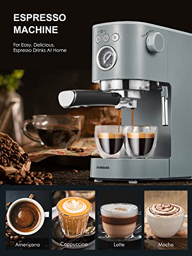 Ihomekee Espresso Machine Coffee Makers 15 Bar Cappuccino Machines with Milk Frother for Espresso/Cappuccino/Latte/Mocha for Home Brewing 1350W