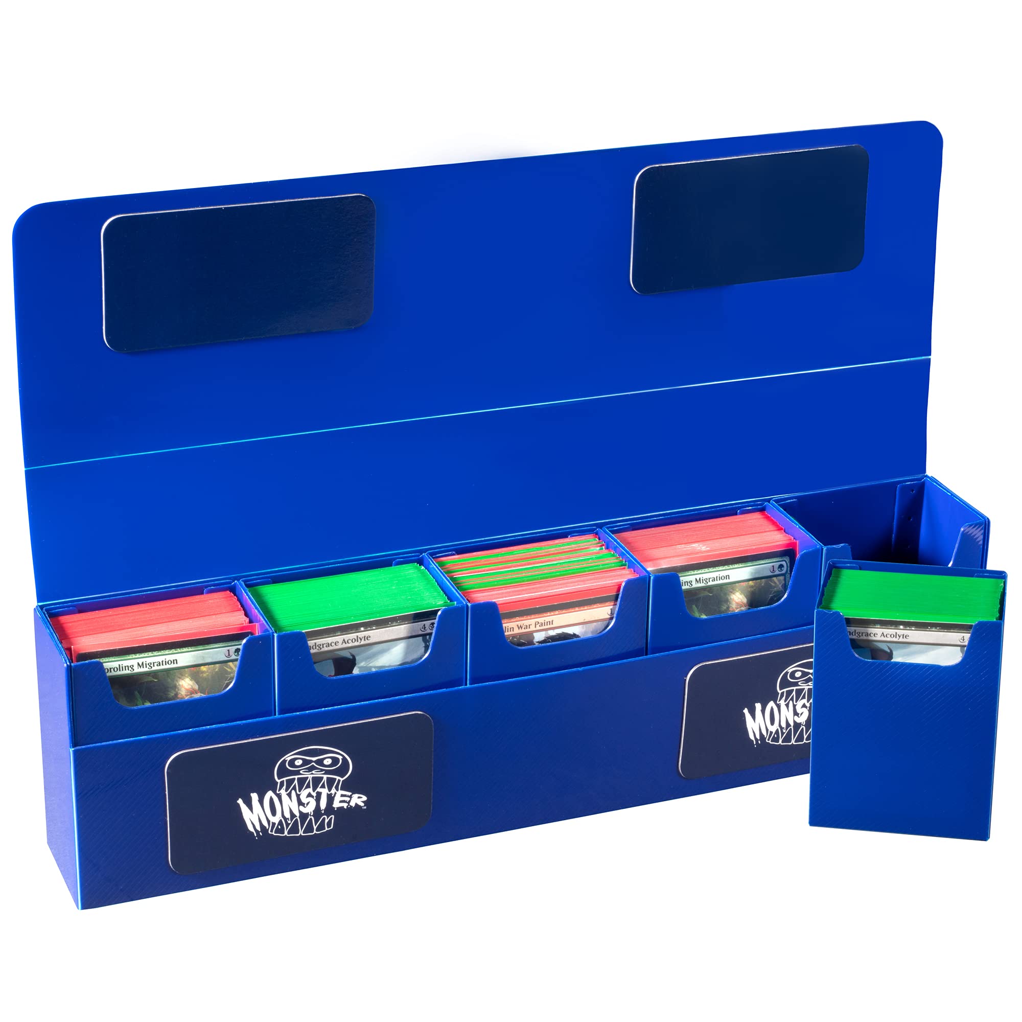 Monster Protectors Magnetic Five Deck Box - Black, Holds 375 Gaming TCGs, Self-locking Closure, Compatible w Standard & Smaller Size Gaming Trading Cards, Removable Construction, Gift