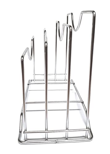 LENITH Cutting Board Rack Chopping Board Organizer Stand Holder Kitchen Countertop Pots Pan Lids Rack Organizer (Medium_Silver Color)