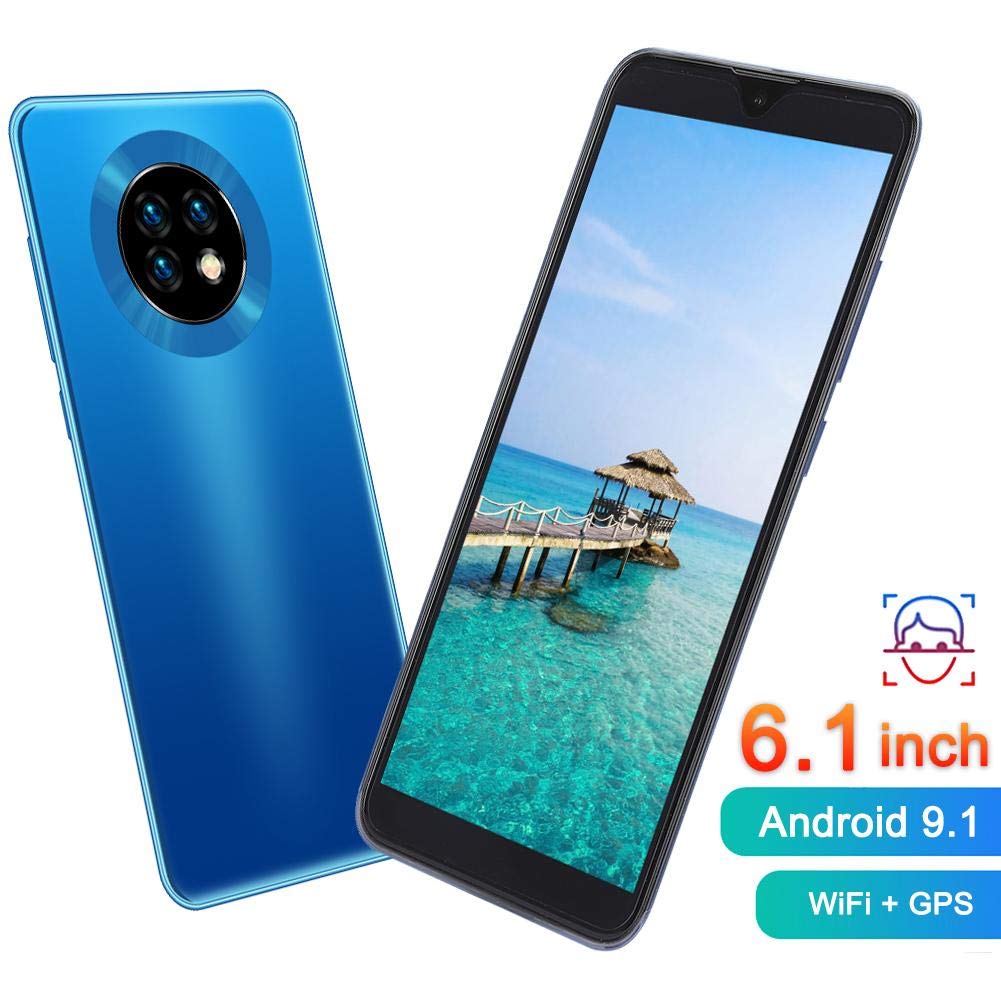 Bewinner1 Full Screen Smartphone, 6.1-inch MTK6580P Quad-core Face Unlock Dual Card Dual Standby Android Mobile Phone Intelligent Unlocked Cell Phones 5-Point Touching Screen Smart Wake Up(Blue)