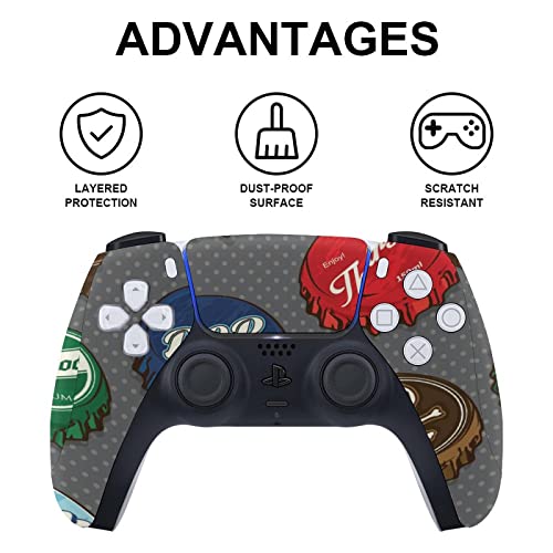 Classic Bottle Caps Full Protective Skin Cover Design Wrap Decal Sticker Compatible with PS5 Digital Edition Console and Controller