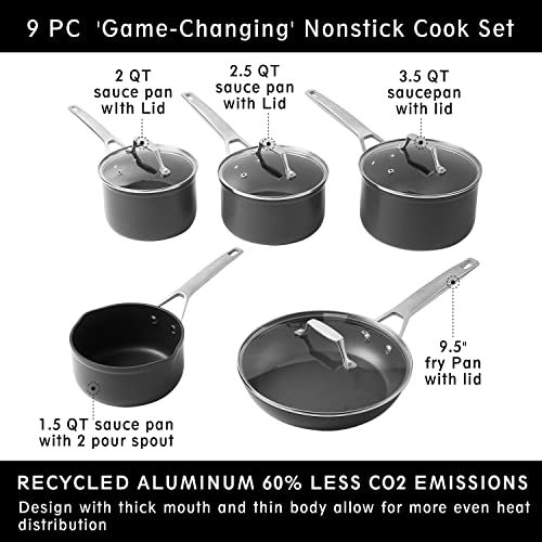 MSMK 11 Piece Induction Pots and Pans Cookware Set, Each Ridge Nonstick, Oven Safe to 700 ℉, PFOA Free Non-Toxic