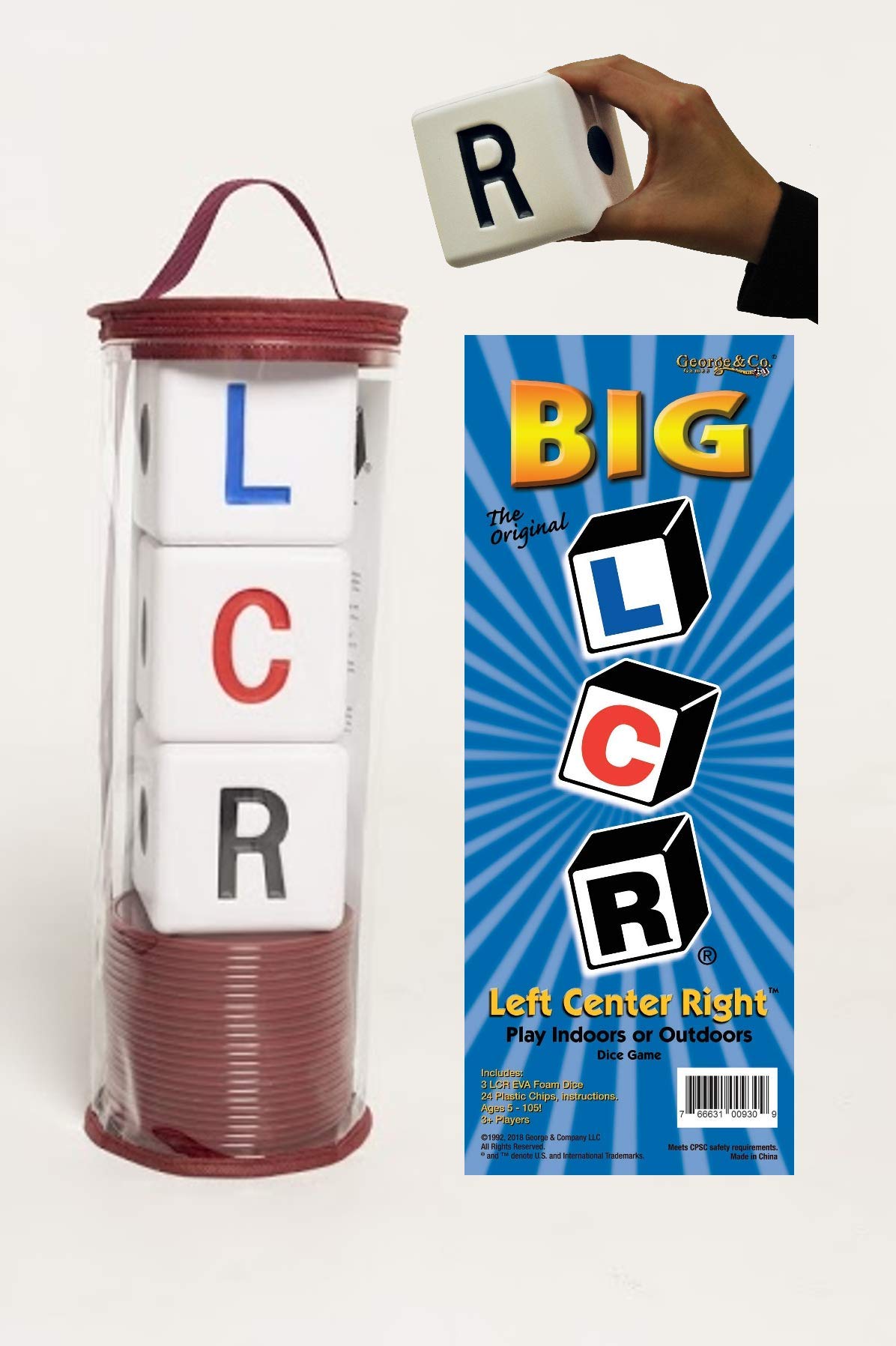 LCR Big Left Center Right™ Dice Game - Zip Bag (Red)