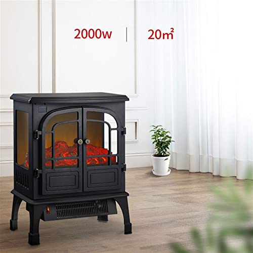 Electric Fireplace Electric Fireplace Heater, Freestanding Fireplace Stove with 3D Log and Fire Effect, Overheating Safety Protection, Remote Control - 2000W Black Atomizing Fireplace