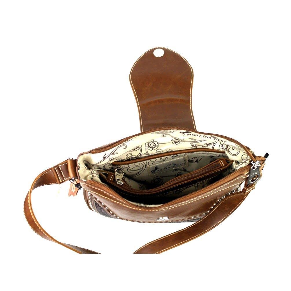 Montana West Ladies Concealed Gim Carrying Messenger Purse Wallet Set Coffee