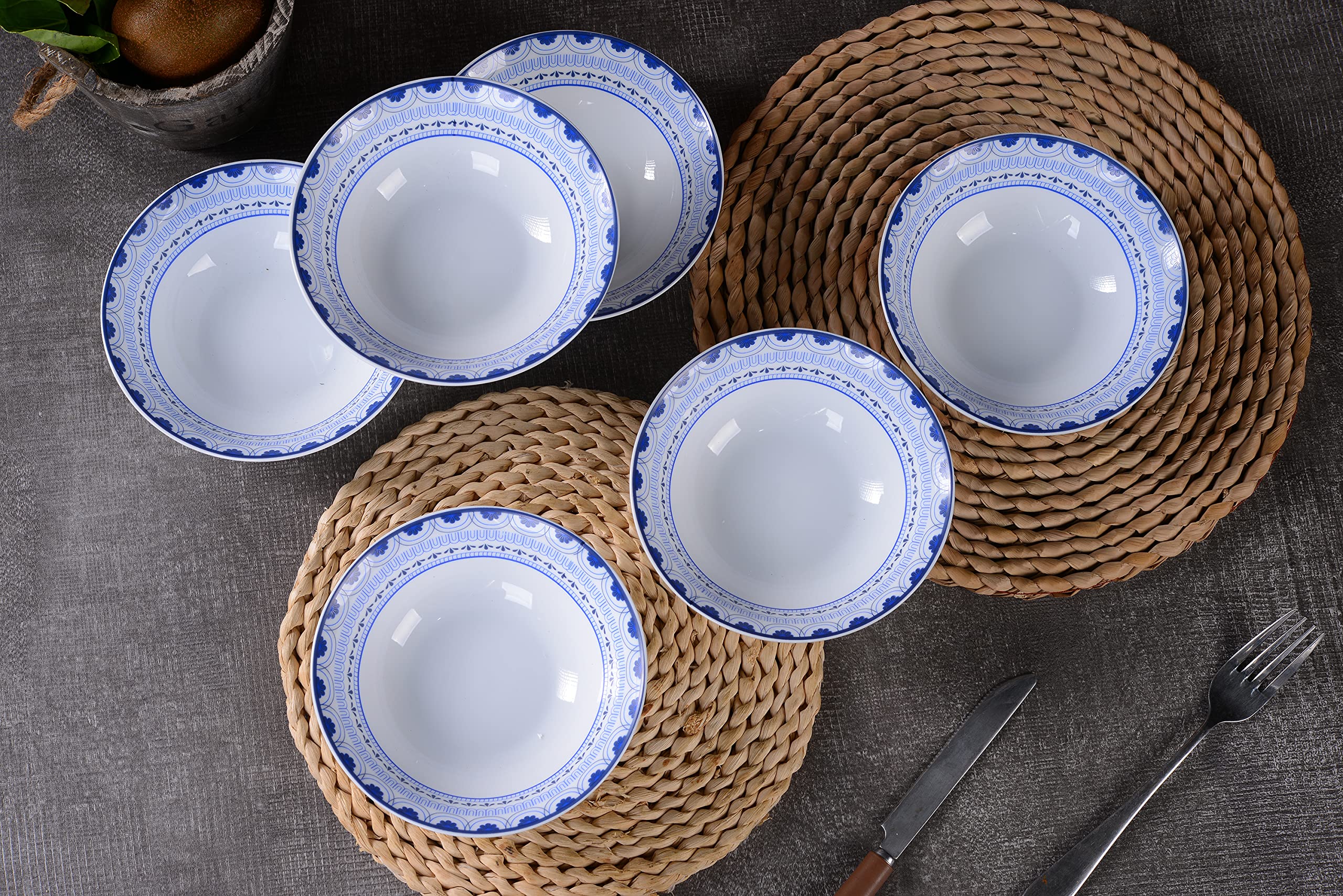 Braque Ceramic Bowls For Kitchen, 13oz- Set of 6 Porcelain Bowl- For Cereal, Salad, Pasta, Soup, Dessert, Serving-Dishwasher, Microwave & Oven Safe, Chip Resistant-For Breakfast, Lunch & Dinner-Orchid