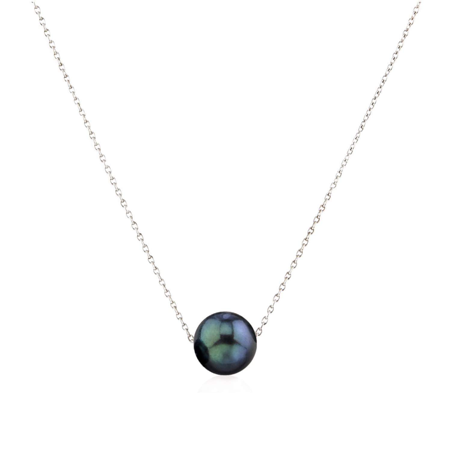 SPLENDID PEARLS Freshwater Single Pearl Necklace for Women with 17" Sterling Silver Chain | Real Pearl 10-11mm Pendant Necklace