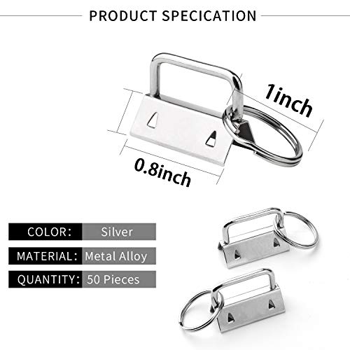 HRLORKC 50 Sets Key Fob Hardware Key Fob Keychain Wristlet with Split Ring 0.8 Inch