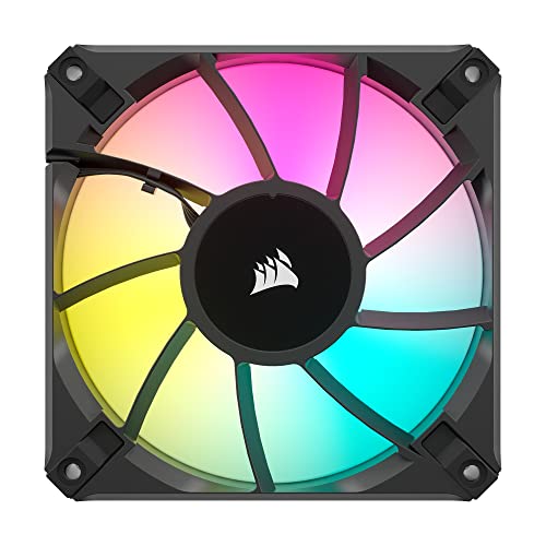 Corsair iCUE AF120 RGB Elite 120mm PWM Fan - Eight RGB LEDs - AirGuide Technology - Fluid Dynamic Bearing - Zero RPM Fan Mode - CORSAIR iCUE Software Compatible - Black For Desktop