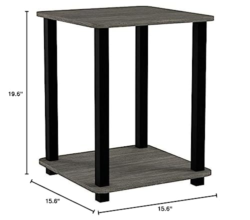 Furinno Simplistic Set of 2 End Table, French Oak Grey/Black