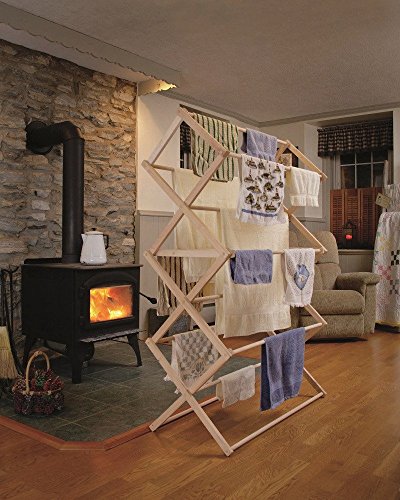 Saving Shepherd Extra Large Wood Laundry Drying Rack Collapsible, 48" Floor Unit