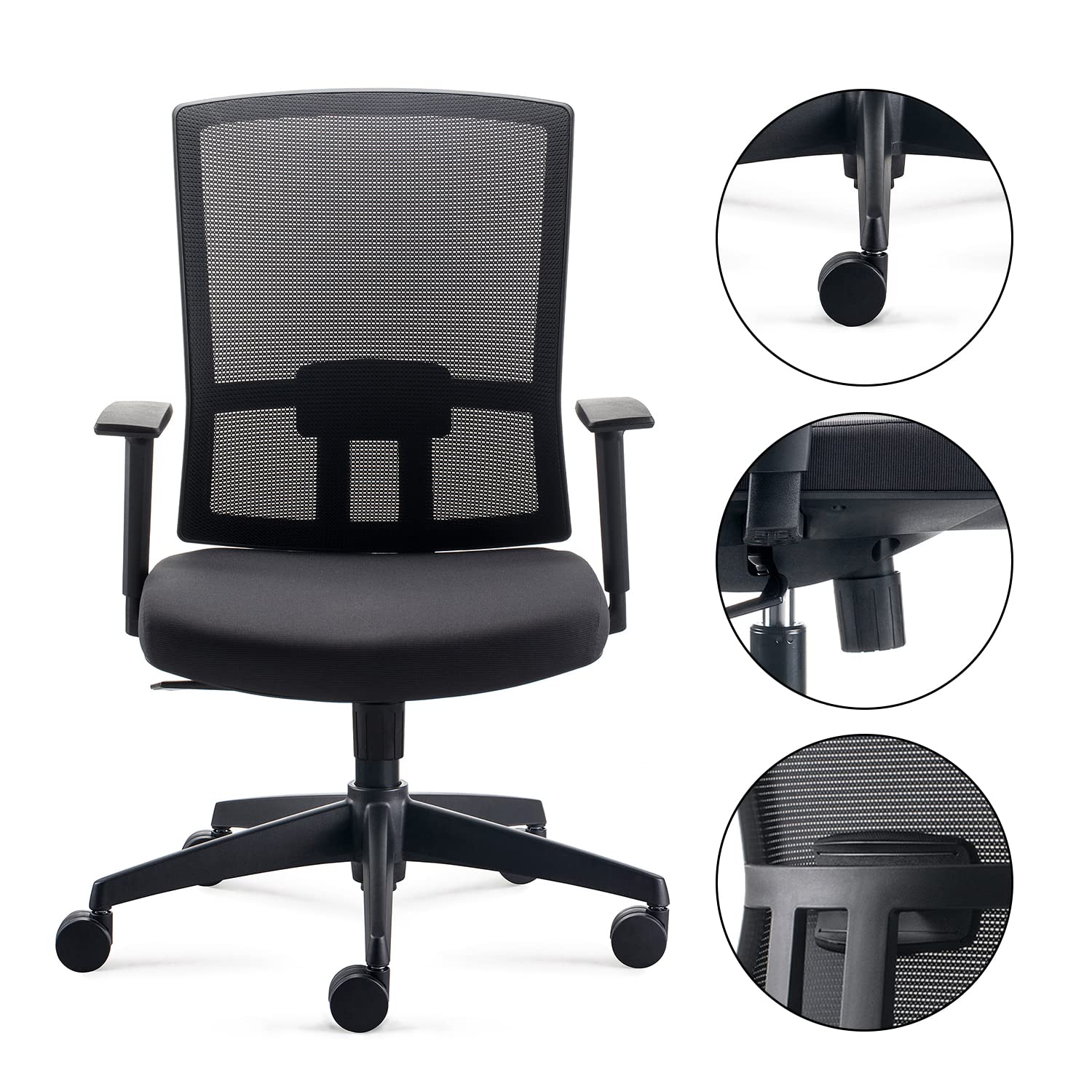 CHAIRLIN Ergonomic Mesh Mid-Back Home Office Computer Task Chair with Lumbar Support and Height Adjustable Armrest Supports up to 350 LB of Weight