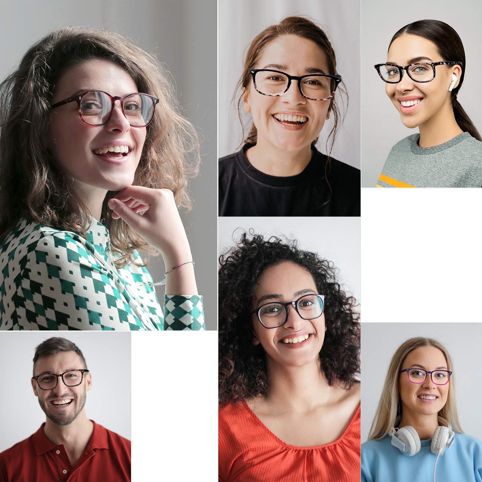 Blue Light Blocking Glasses For Women and Men, Anti Eyestrain Computer Glasses, 5 Pack