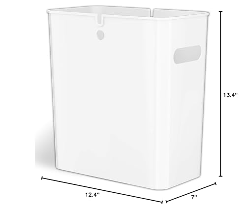 iTouchless SlimGiant 4.2 Gallon Slim Trash Can with Handles, 16 Liter Plastic Small Wastebasket Hanging Garbage Bin, Magazine / File Folder Storage Container for Home, Office, Bathroom, Kitchen, White
