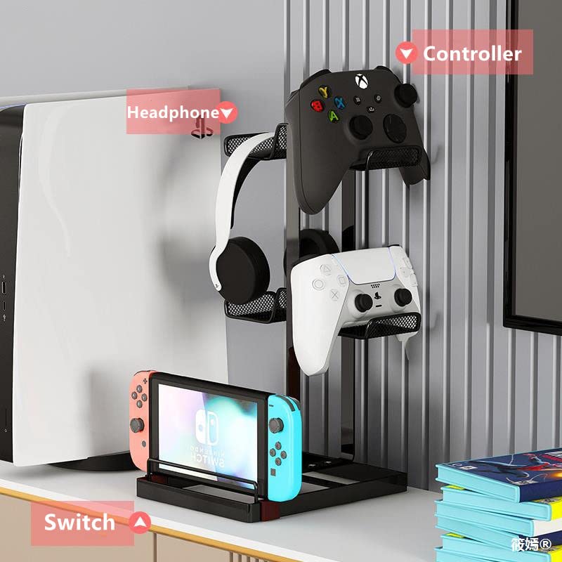Controller Holder,Game Controller Headphone Hooks,Headset & Controller Organizer for PS5/ PS4/ Xbox Series/One X/S/Nintendo Switch Controller & Headset Stand,Gaming Accessories Display Rack,White