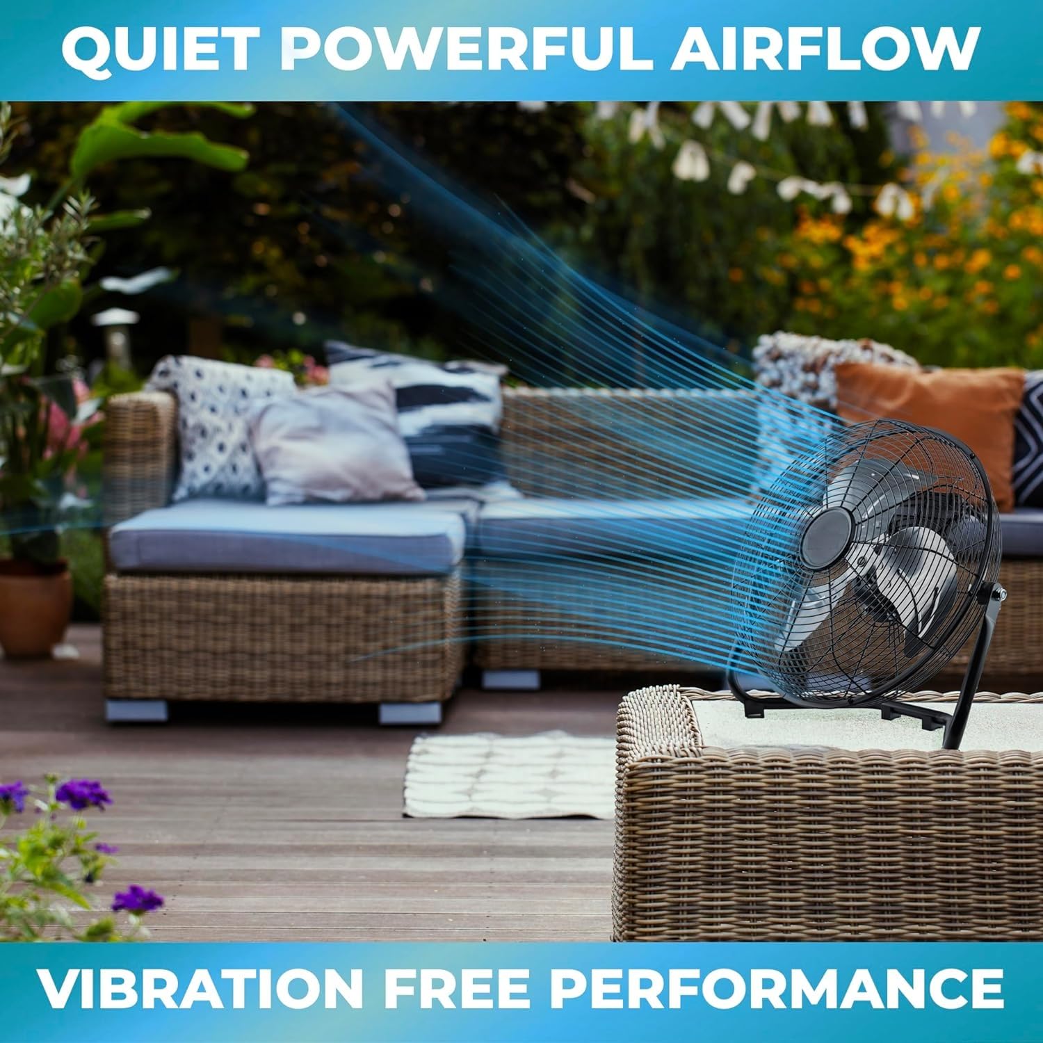 EZ-CHILL 12” Cradle Floor Fan, 3 Speed, High Velocity, 180 Degree Adjustable Tilt, All-Metal, Carry Handle, Rubber Feet, Airflow 15.42 ft/sec, Ideal for Home, Bedroom & Office, MTFDB-12