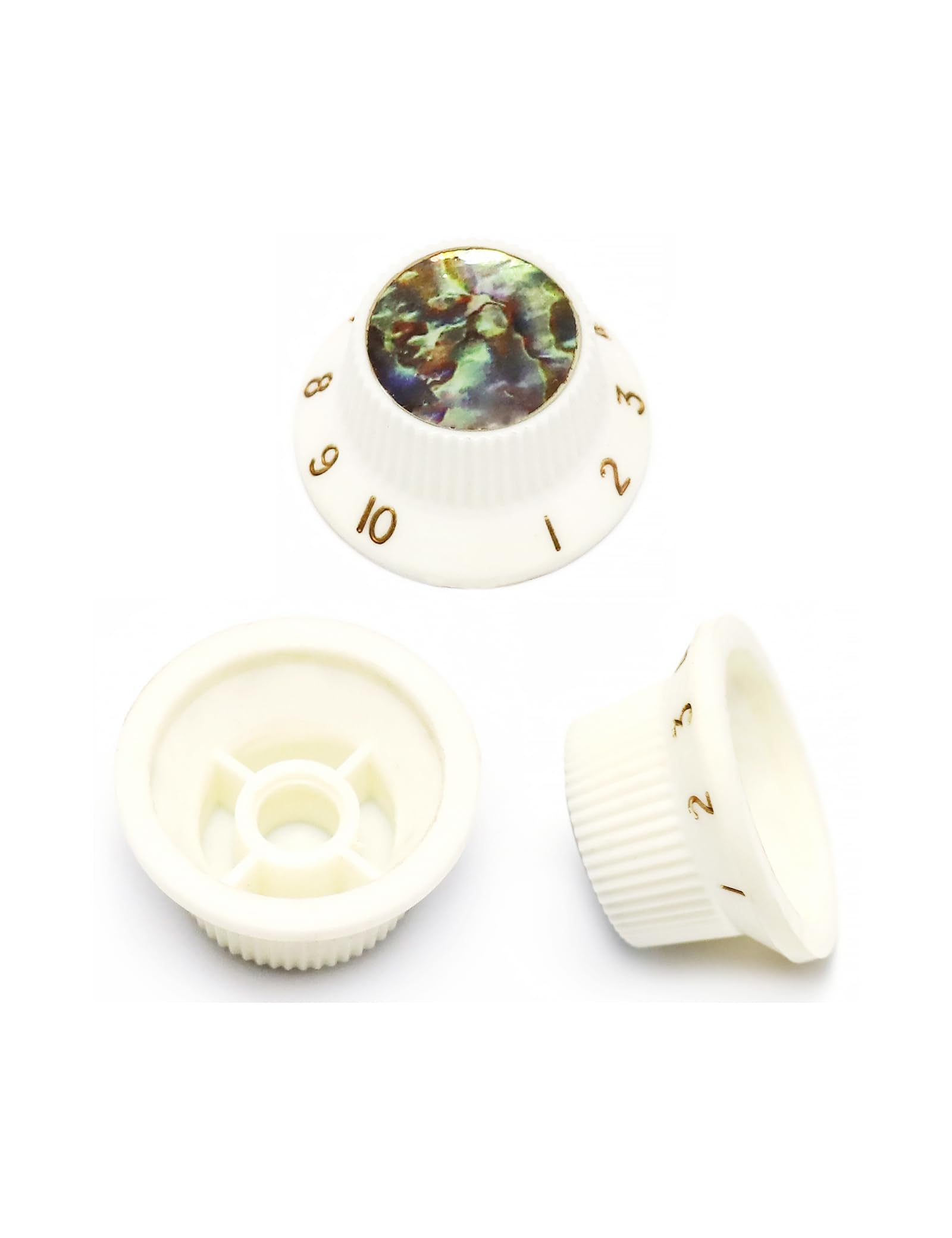 Rubatone Guitar Knobs Abalone Top Speed Control Knobs 6mm Shaft Pots Volumn Tone Knobs Compatiable with Strat Stratocaster Electric Guitar Set of 3Pcs.