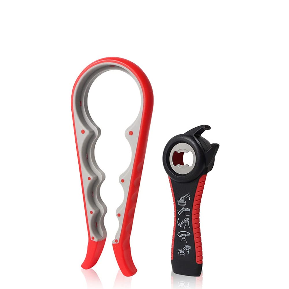 Can Opener Kit, 5 in 1 Multi-Function Bottle Opener,4 in 1 Multi-Function Jar Opener Fit for Seniors with Arthritis,Rubber Grip Jar Opener