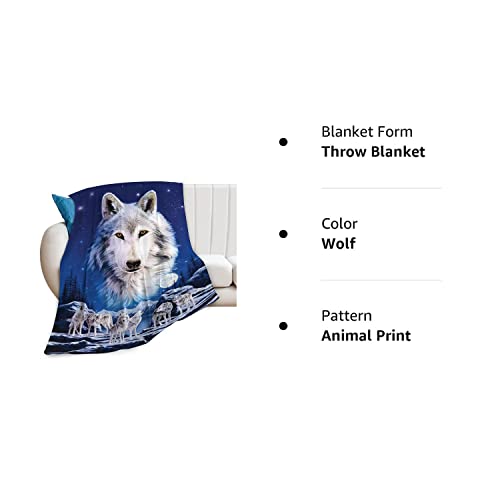 Fuzawet White Wolf Blanket Soft Warm Fleece Wolves Throw Cozy Fluffy Plush Animal Blanket Wolf Gifts Stuff for Kids Adults Bed 40''X50''