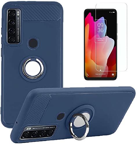 Bowtus TCL 30XL T701DL Screen Protector and Case, [Magnetic Car Mount] TPU Protection Cover Case for 30 XL (Blue)