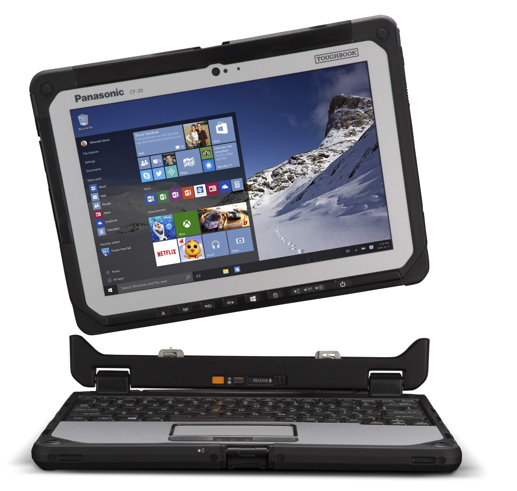 Panasonic Toughbook CF-20 10.1-inch Multi Touch Laptop, m5-6Y57@1.1GHz, 8GB, 128GB SSD, Wi-Fi, Bluetooth, Dual Pass, Webcam, Rear Camera, Emissive Backlit Keyboard, Win 10 Pro, 4G LTE (Renewed)