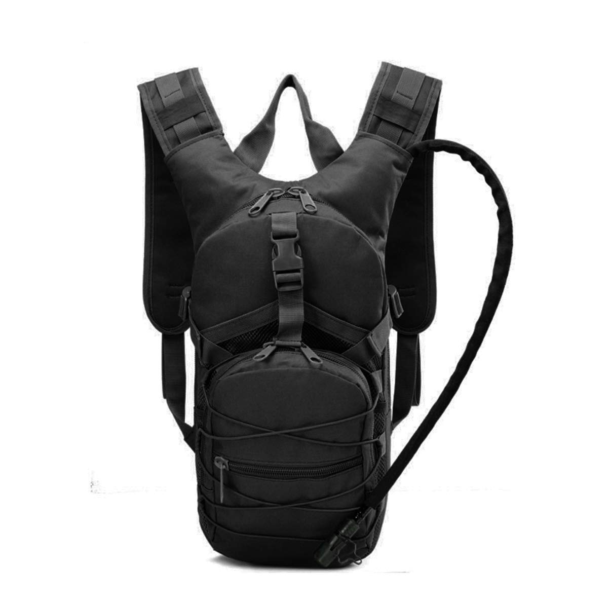 BraveHawk OUTDOORS Tactical Hydration Pack Backpack, 900D Military Nylon Oxford Water Resistant Sports Runner Backpack with 3L Bladder for Hiking and Climbing (Black)