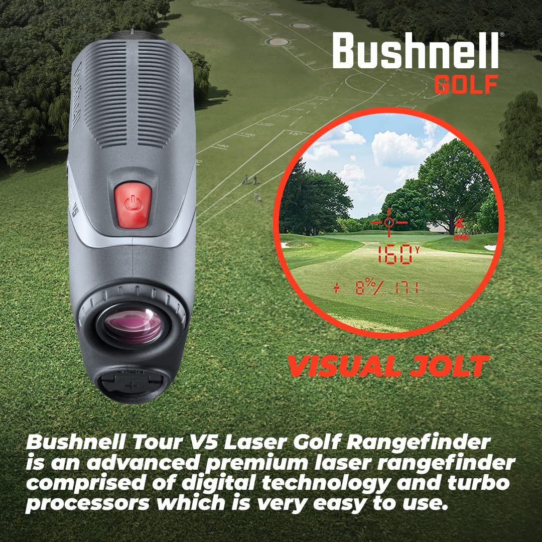 Bushnell Tour V5 Red/White/Blue Special Edition Golf Rangefinder Wearable4U Golf Tools, Cleaning Cloth, CR2 Battery Bundle