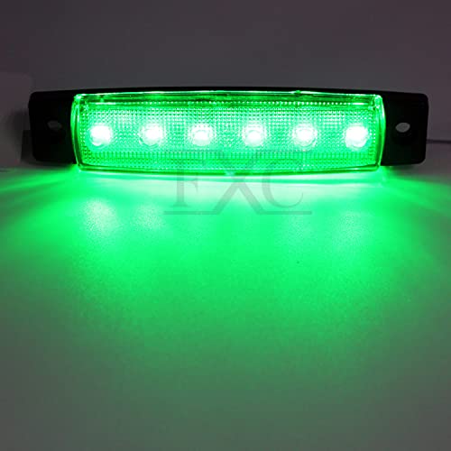 FXC 10x 6 LED Clearence Truck Bus Trailer Side Marker Indicators Light Tail Taillight Brake Stop Lamp 12V (Green)¡