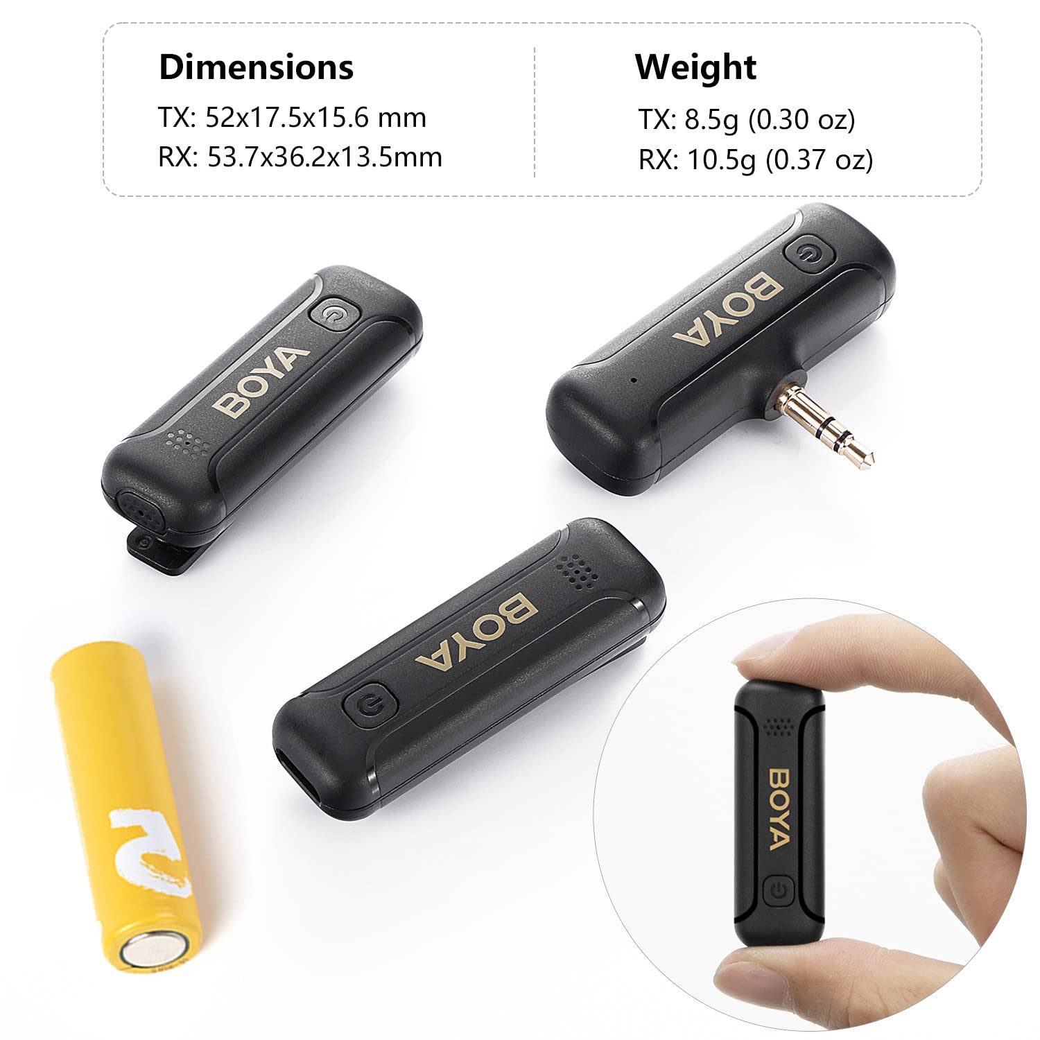 BOYA 2.4GHz Wireless Lavalier Microphones for Camera DSLR Camcorder External Mini 3.5mm Lapel Microphone for Cell Phone Smartphone Clip-On Mic for Video Recording Podcast YouTube Live Streaming