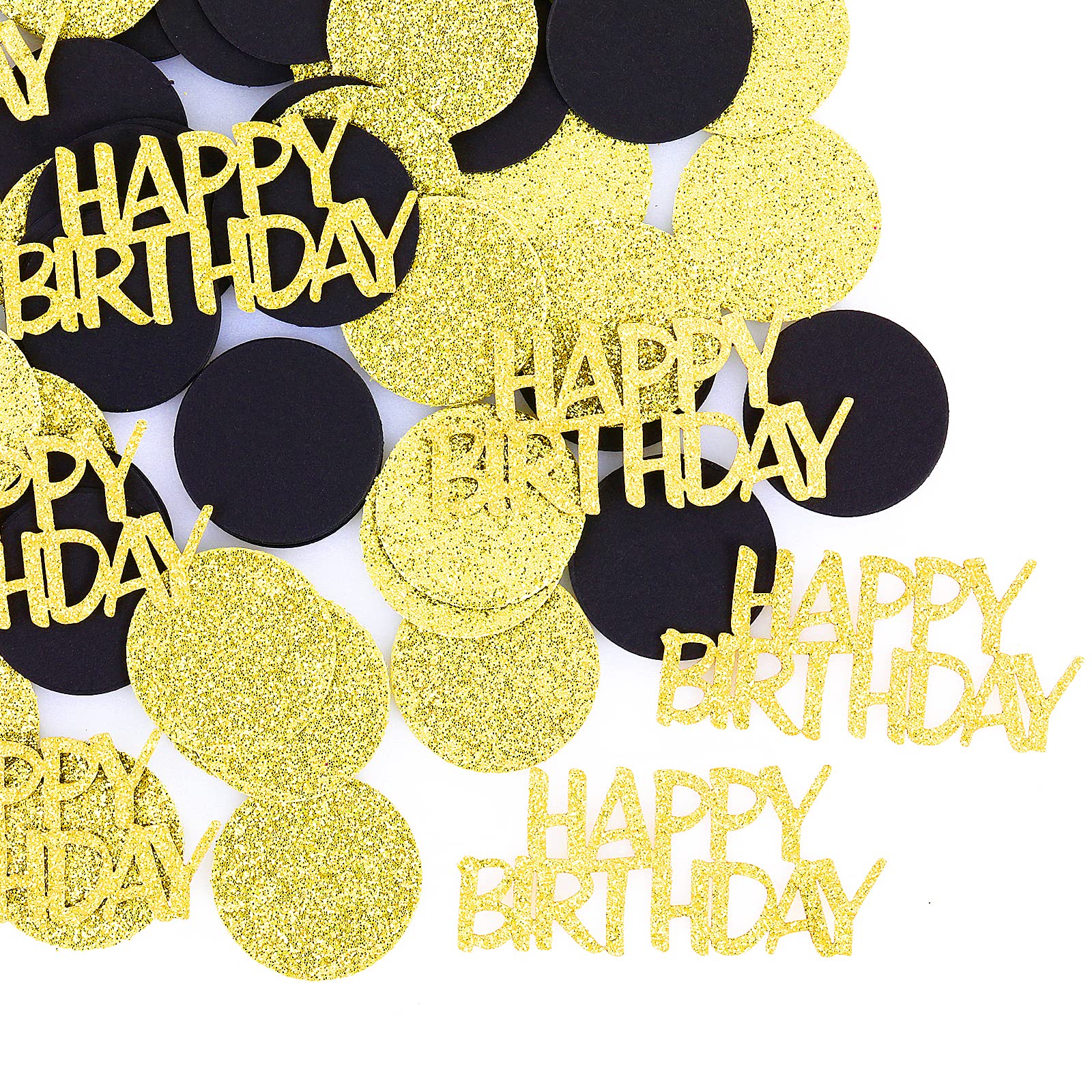 Happy Birthday Party Confetti for Table Glitter Black and Gold Birthday Table Confetti,Sprinkling Scatter Circle Dots Birthday Confetti Paper for Birthday Party Table Confetti Decorations (100 PCS)