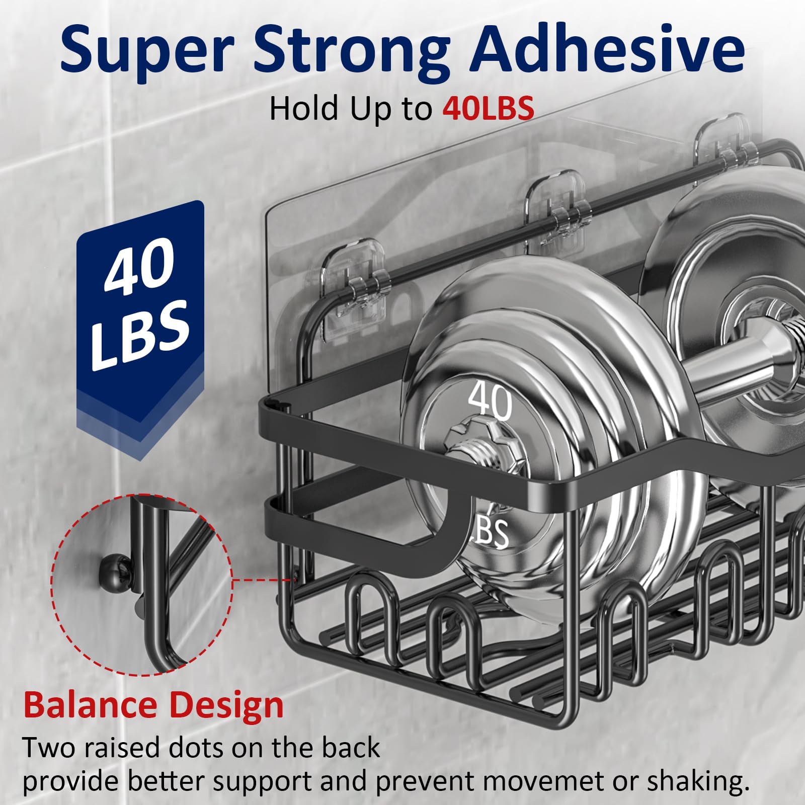DAJYAWON Shower Caddies Adhesive Bath Organizer Rack for Bathroom Storage & Home